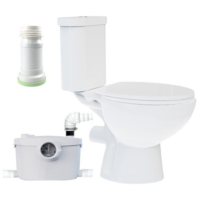 SUPERFLO Macerating Toilet System, Powerful & Durable, Upflush Toilet for Basement Macerator ...